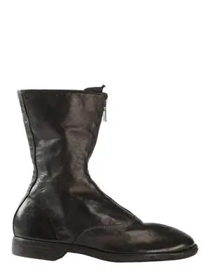 Guidi Leather Zip Up Stivale Boots - Black