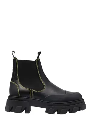 GANNI Leather Chelsea Boots - Black