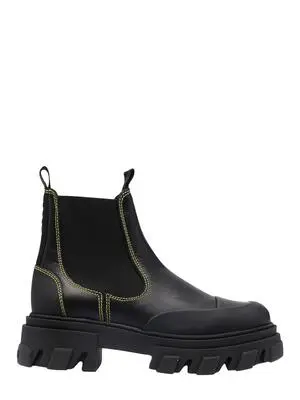 GANNI Leather Chelsea Boots - Black