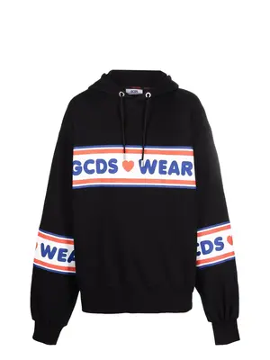 Gcds Logo-print Cotton Hoodie - Black