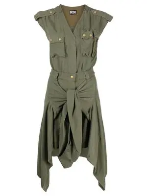 DIESEL® Diesel Military Green Lyocell Sleeveless V-Neck Shirt Dress