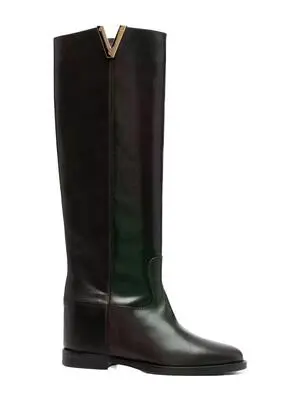VIA ROMA 15 Logo Plaque Knee-length Boots - Brown
