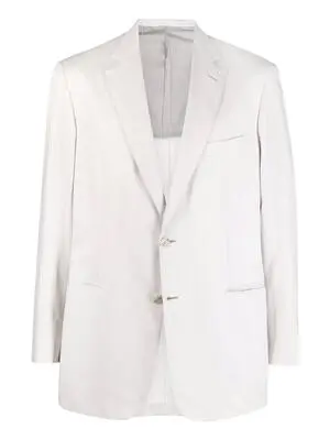 Brioni Striped Single Breasted Blazer - White