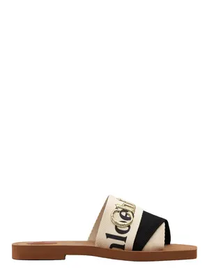 Chloé Woody Flat Mule Black - White 1