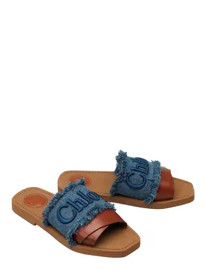 Chloé Woody Flat Mule Deep Denim