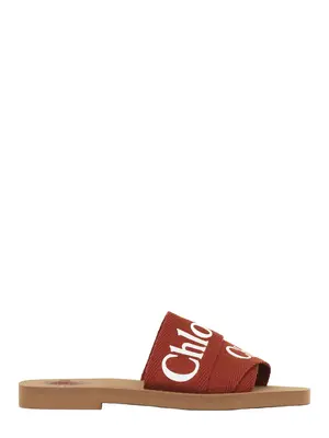 Chloé Woody Flat Mule Terracotta Red