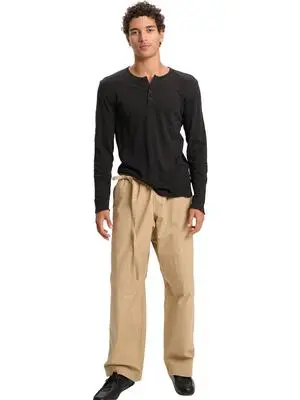 ATM Anthony Thomas Melillo Slub Jersey Destroyed Wash Henley Top - Black