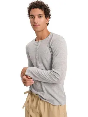 ATM Anthony Thomas Melillo Slub Jersey Destroyed Wash Henley Top - Heathered Grey
