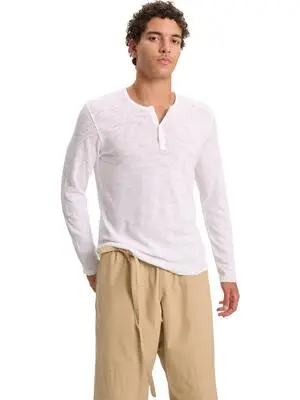 ATM Anthony Thomas Melillo Slub Jersey Destroyed Wash Henley Top - White