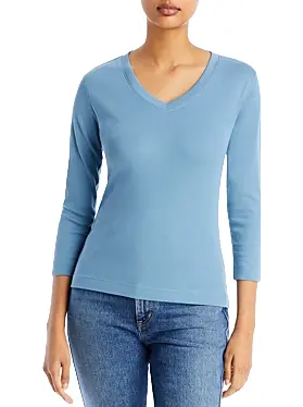Three Dots Three Dots Solid V-Neck Tee Captain's