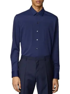 BOSS Robbie Regular Fit Shirt - Dark Blue