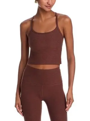 Beyond Yoga Spacedye Slim Racerback Cropped Tank Top Bold Mocha Heather