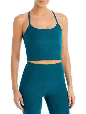 Beyond Yoga Spacedye Slim Racerback Cropped Tank Top Lunar Teal Heather
