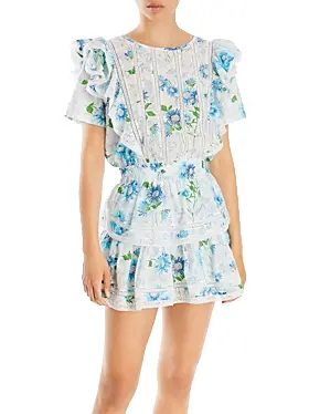 LoveShackFancy Loveshackfancy Natasha Eyelet Mini Dress Blueberry