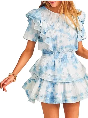 LoveShackFancy Loveshackfancy Natasha Eyelet Mini Dress Pacific In