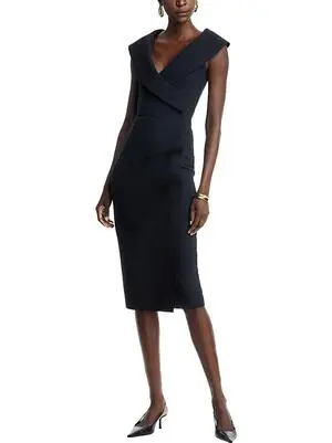 Chiara Boni La Petite Robe Draped Faux Wrap Midi Dress - Black