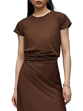 ALLSAINTS AllSaints Anna Cuffed Sleeve T-Shirt Caco Brown