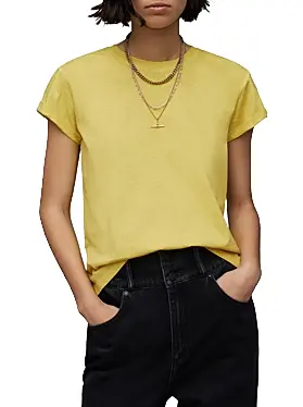 ALLSAINTS AllSaints Anna Cuffed Sleeve T-Shirt Fluro Yellow