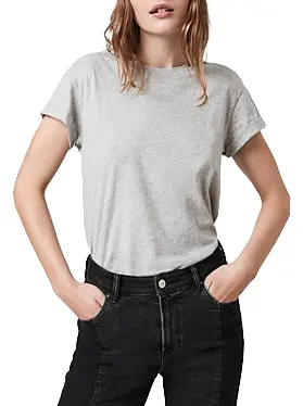 ALLSAINTS AllSaints Anna Cuffed Sleeve T-Shirt Gray Marl
