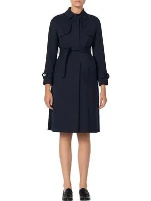 Sandro Pleat-back Trench Coat - Navy Blue