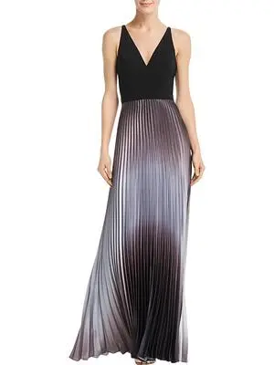 Aqua Pleated Shimmer Gown Exclusive - Black/silver