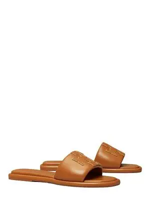 Tory Burch Double T Sport Slide Sandals - Bourbon Miele