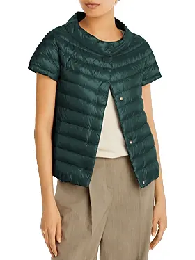 Herno Emelia Cap Sleeve Puffer Jacket College Green