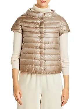 Herno Emelia Cap Sleeve Puffer Jacket Taupe