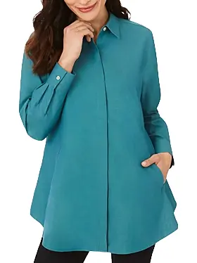 Foxcroft Cici Cotton Non-Iron Tunic Shirt Alpine