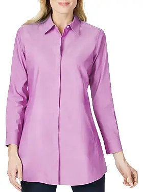 Foxcroft Cici Cotton Non-Iron Tunic Shirt Aster
