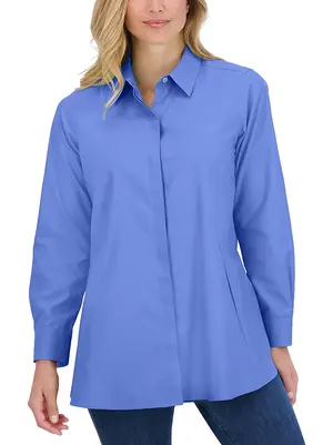 Foxcroft Cici Cotton Non-Iron Tunic Shirt Cornflower