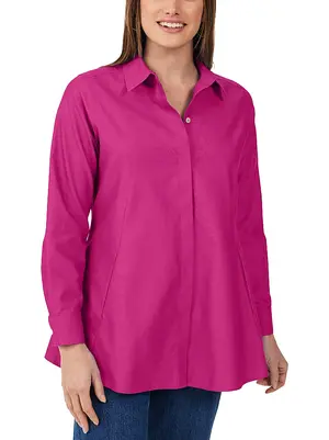 Foxcroft Cici Cotton Non-Iron Tunic Shirt Fuchsia