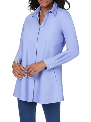 Foxcroft Cici Cotton Non-Iron Tunic Shirt Iris Bloom