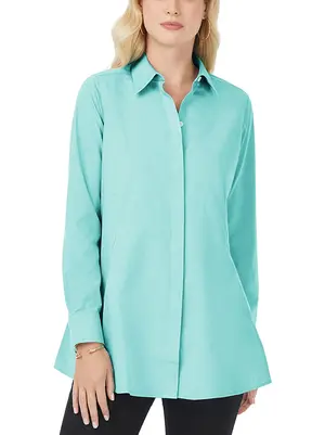 Foxcroft Cici Cotton Non-Iron Tunic Shirt Oceanside