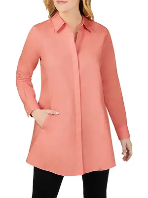 Foxcroft Cici Cotton Non-Iron Tunic Shirt Pumpkin Spice