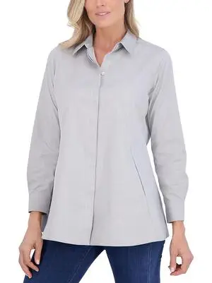Foxcroft Cici Cotton Non-Iron Tunic Shirt Silver