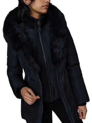 Mackage Adali Hooded Down Jacket With Shearling - Black/black Shearling
