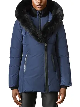 Mackage Mackage Adali Hooded Down Jacket With Shearling Navy/black Fur