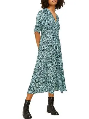 Whistles Midnight Meadow Floral Midi Dress - Blue Multi