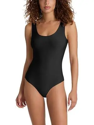 Commando Butter Scoop Neck Tank Thong Bodysuit - Black