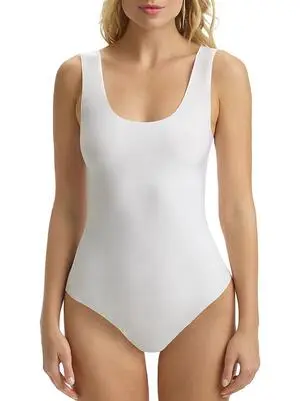 Commando Butter Scoop Neck Tank Thong Bodysuit - White