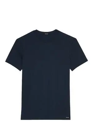 TOM FORD Cotton Blend Crewneck Tee - Navy