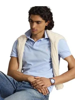 Polo Ralph Lauren Custom Slim Fit Mesh Polo Shirt - Pebble Blue