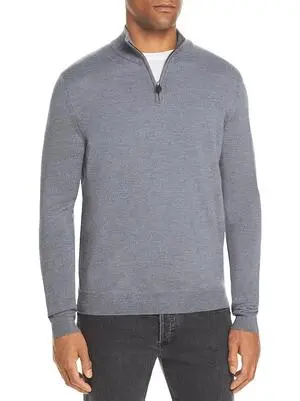 Bloomingdale'S Quarter-zip Merino Wool Sweater - Medium Gray