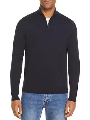 Bloomingdale'S Quarter-zip Merino Wool Sweater - Navy