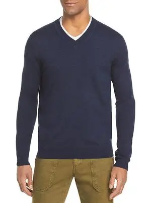 Bloomingdale'S V-neck Merino Wool Sweater - Steel Blue