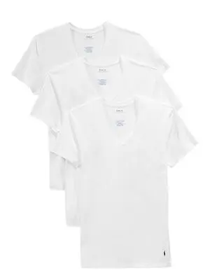 Polo Ralph Lauren Slim Fit V-neck Undershirt, Pack Of 3 - White