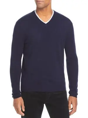 Bloomingdale'S BLOOMINGDALE'S Cashmere V-Neck Pullover Navy Blue