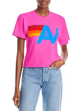 Aviator Nation Logo Boyfriend Tee Neon Pink