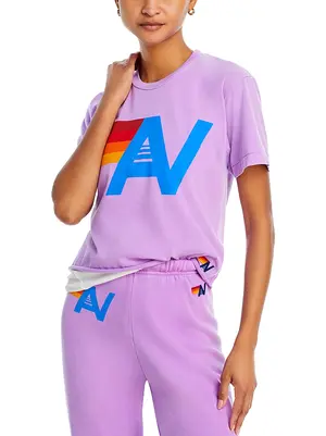 Aviator Nation Logo Boyfriend Tee Neon Purple